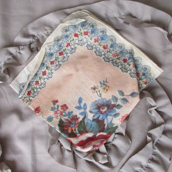 Accessories | Vintage Screen Printed Linen Handkerchief | Poshmark